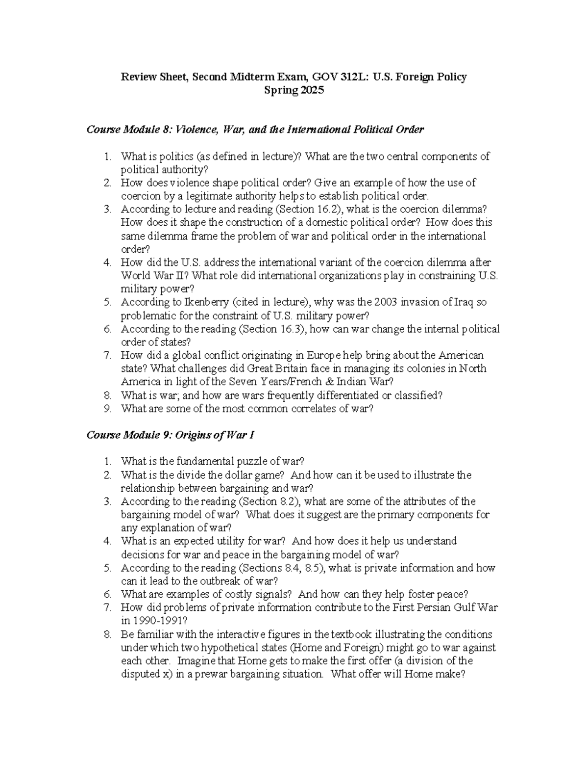 GOV 312L Second Midterm Exam Review: U.S. Foreign Policy Dynamics - Studocu