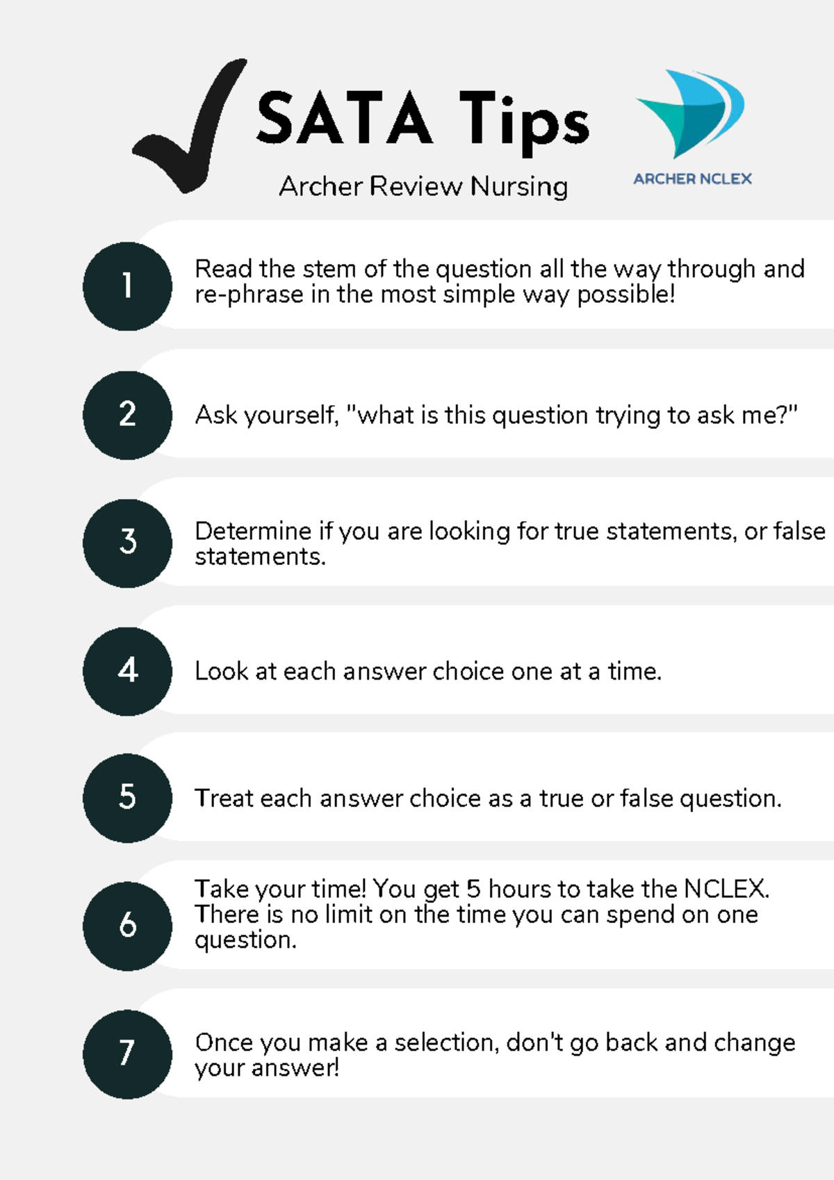 SATA Tips Cheat Sheet for Nursing 1 NCLEX Review - Studocu