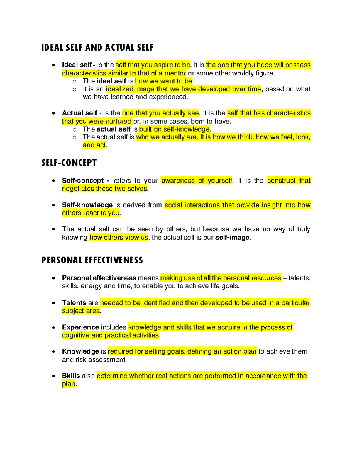 Self-Discovery: Understanding Ideal vs Actual Self Concepts - Studocu