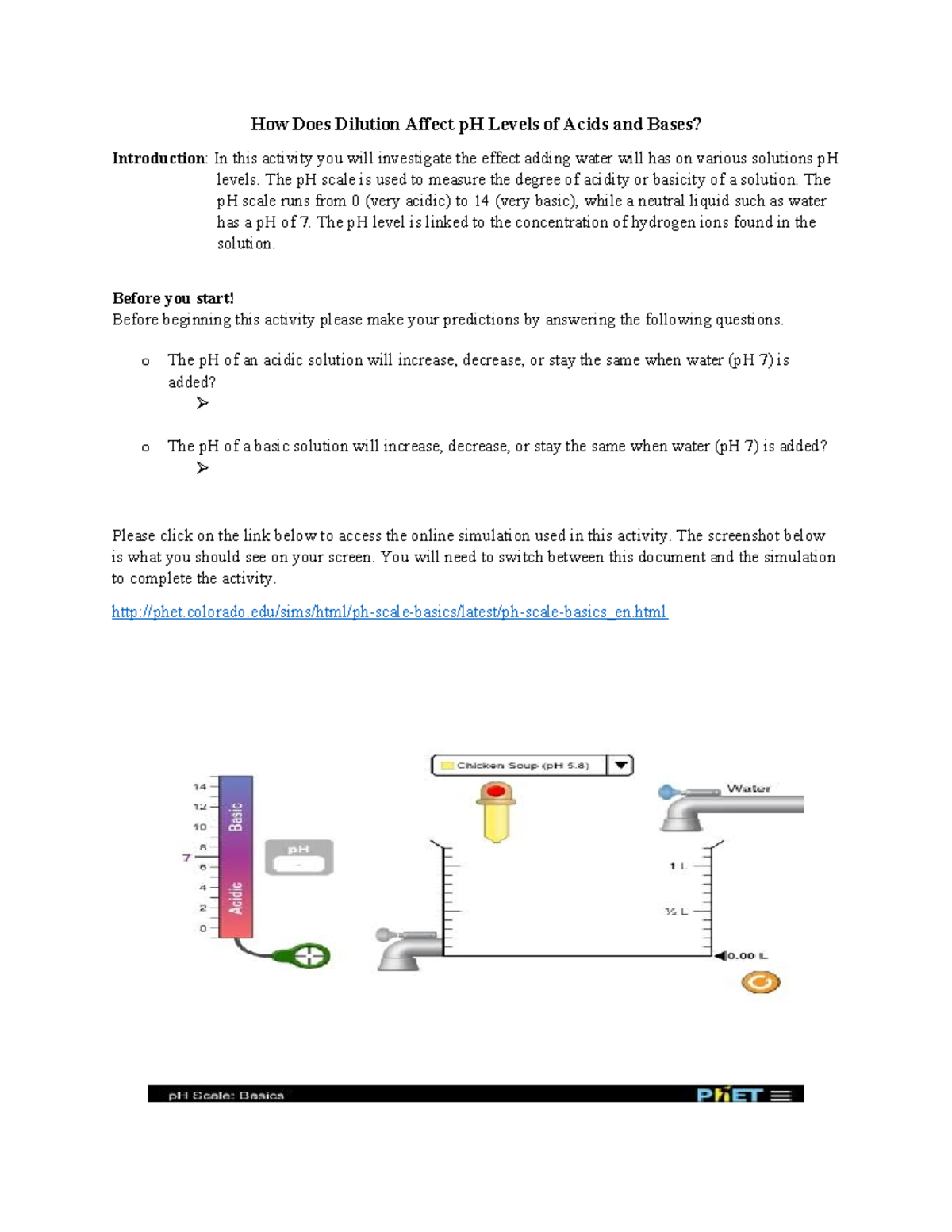 PH Activity: Investigating the Effect of Dilution on pH Levels - Studocu