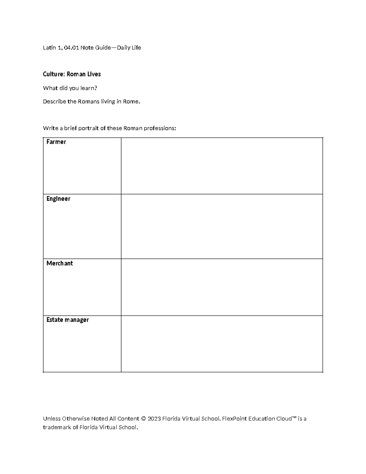 Latin 1 0401 noteguide - Note guide - Latin 1, 04 Note Guide—Daily Life ...