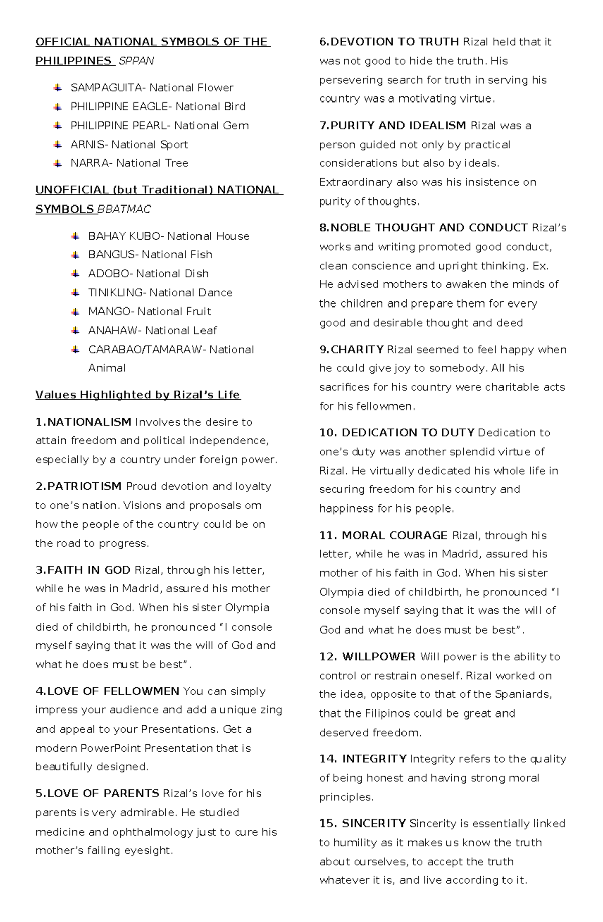 Official National Symbols OF THE Philippines Sppan - OFFICIAL NATIONAL ...