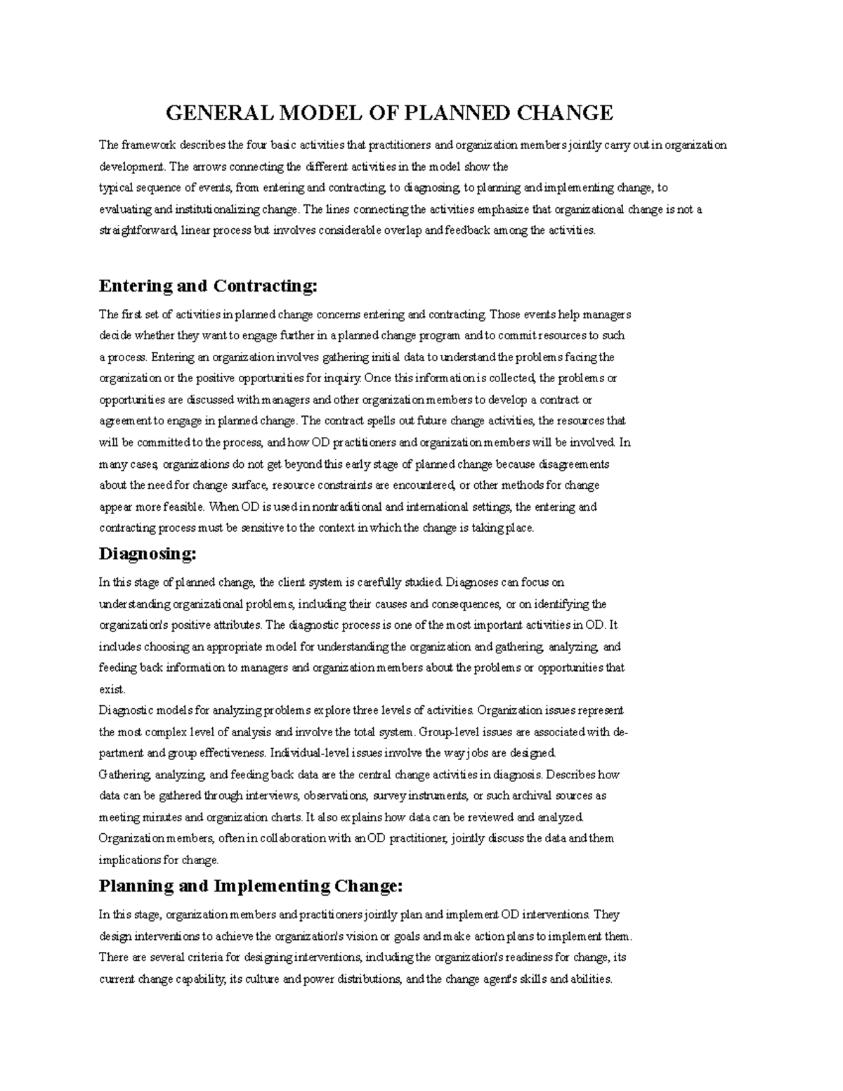 General Model of Planned Change: Framework and Activities Explained ...