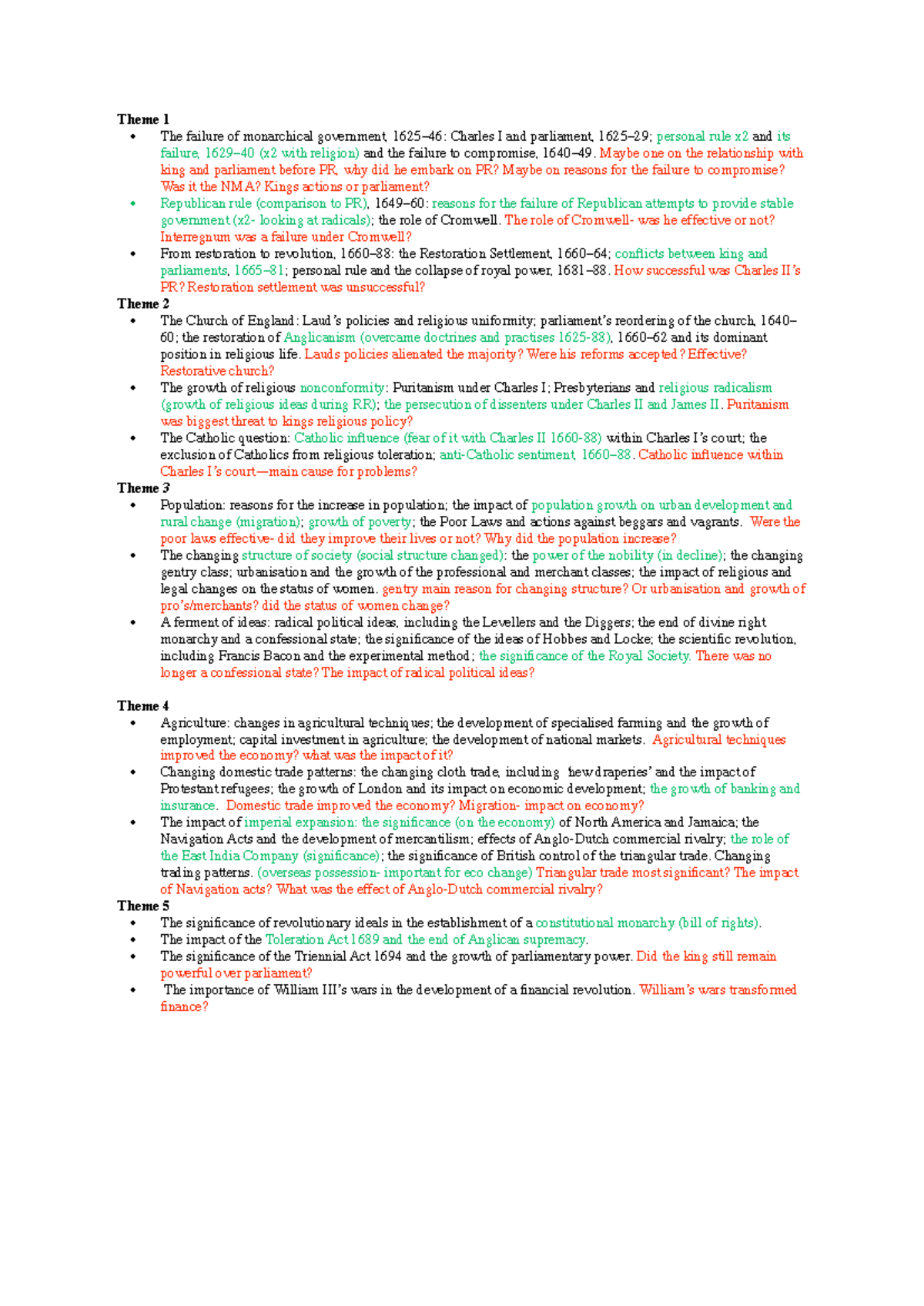 A Level History Predictions: Key Themes and Questions for Britain - Studocu