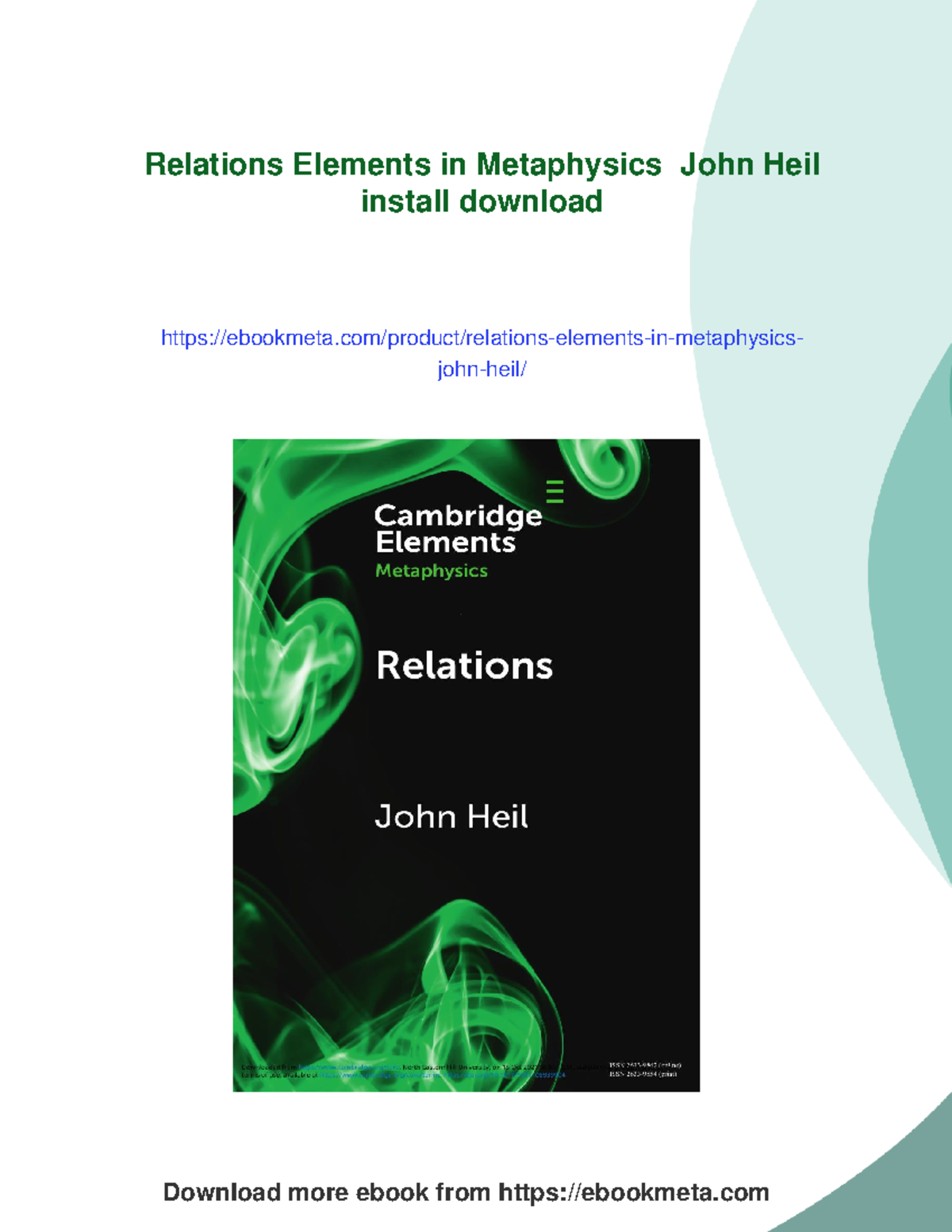 Metaphysics of Relations: Insights from John Heil's Work (PHIL 20446 ...