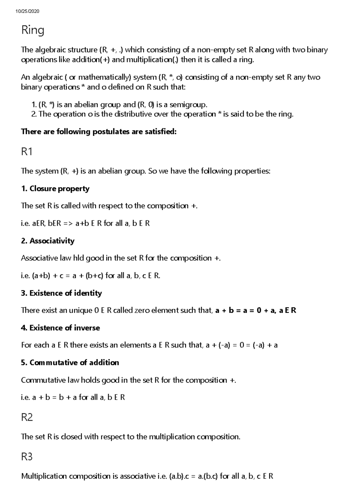 Rings and Types of Rings: A Study in Discrete Mathematics (DM101) - Studocu