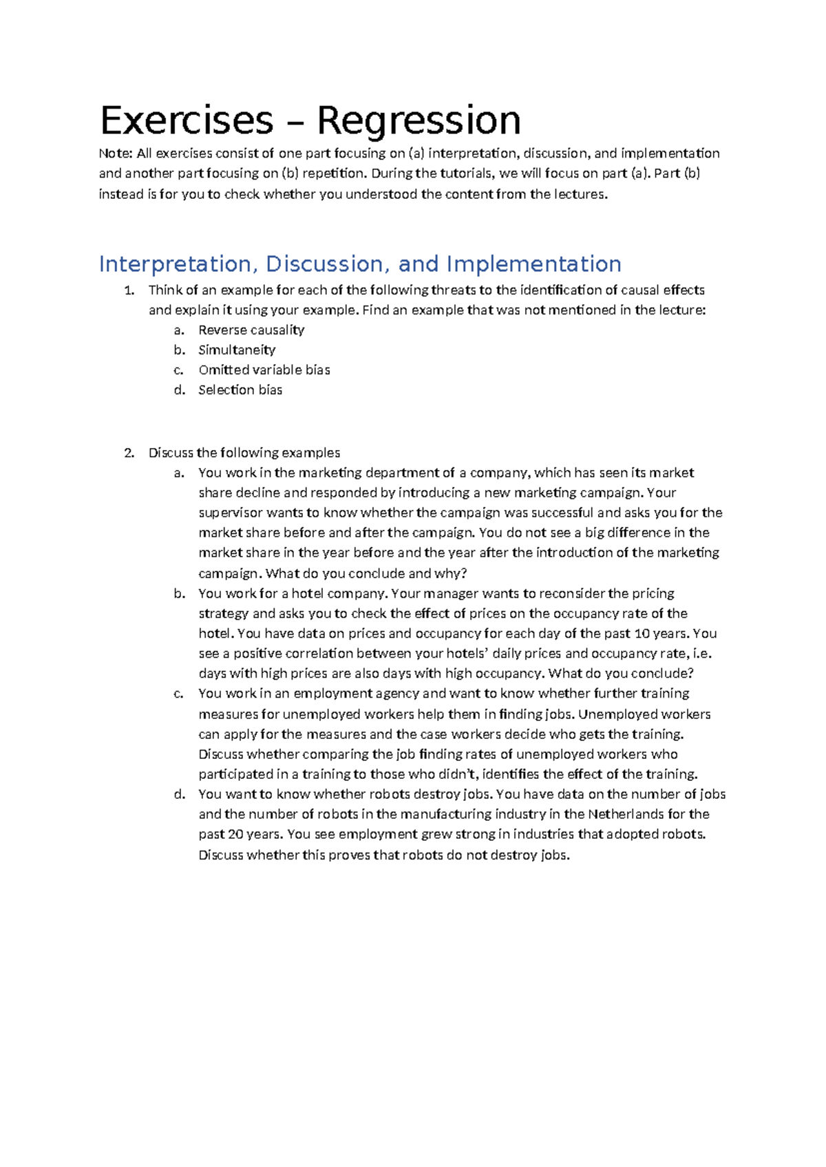 Exercises-1-Regression Analysis and Causal Effects Understanding ...