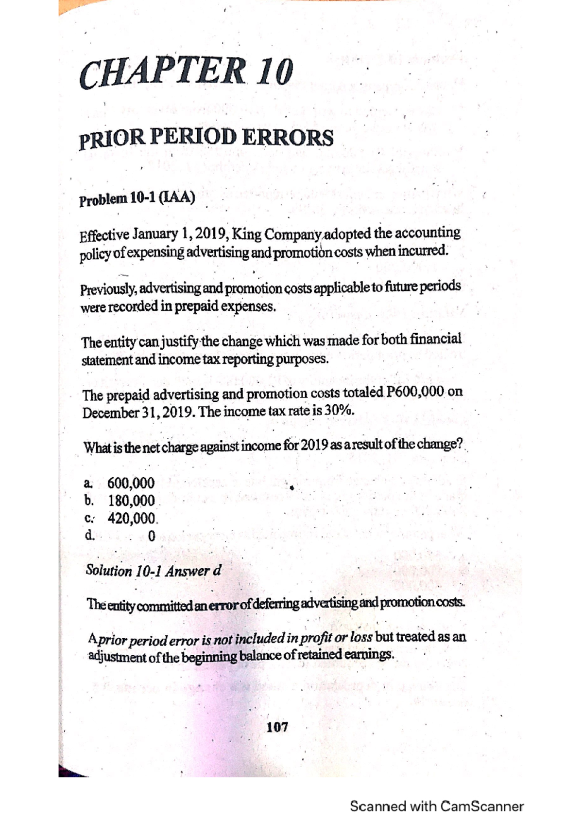 Prior Period Errors - Intermediate Accounting 1 - Studocu