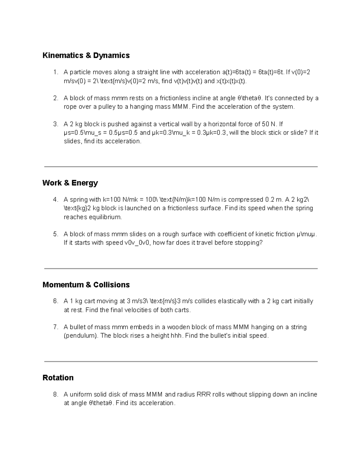 Kinematics and Dynamics: Motion, Forces, and Energy Analysis - Studocu