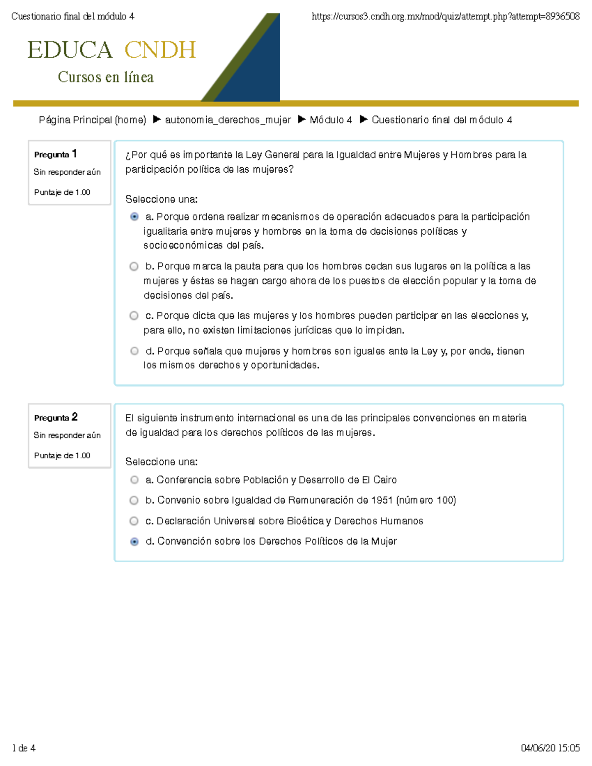 Cuestionario Final Módulo 4 - EDUCA CNDH - Studocu