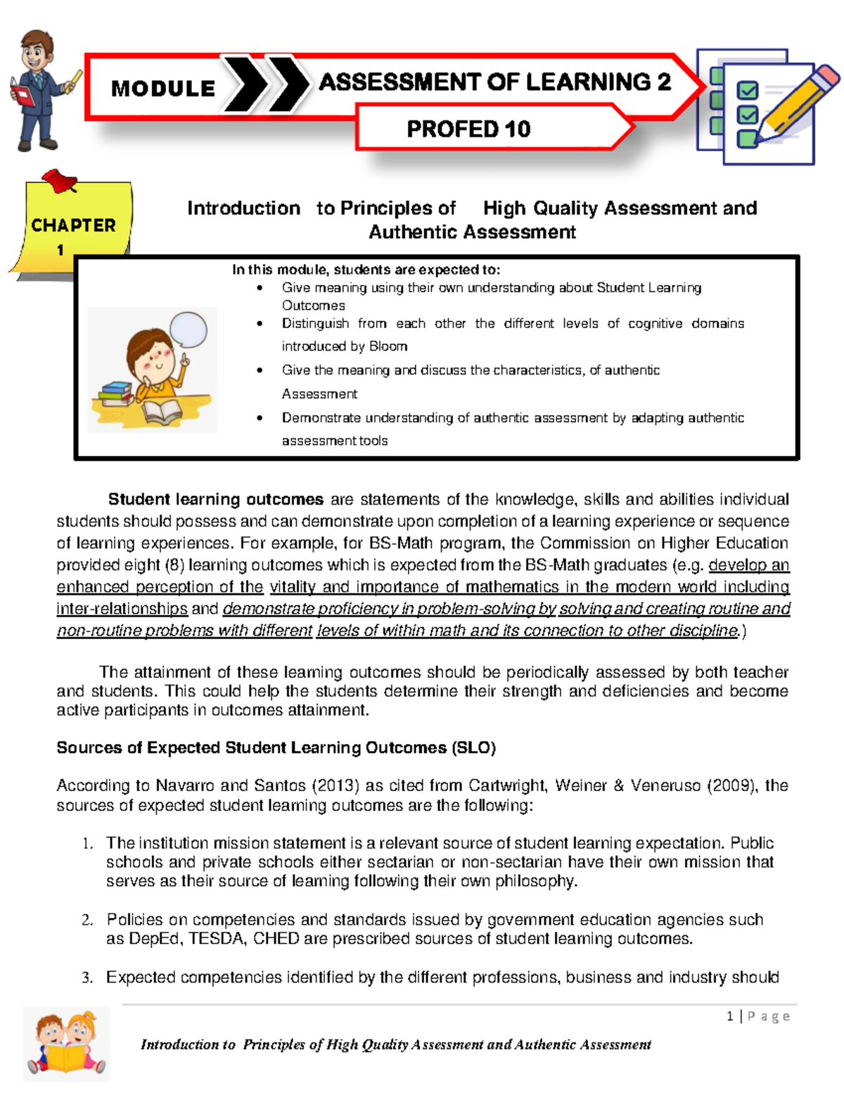 Assessment of learning 2 module PROFED 10: Principles of high quality assessment - Studocu