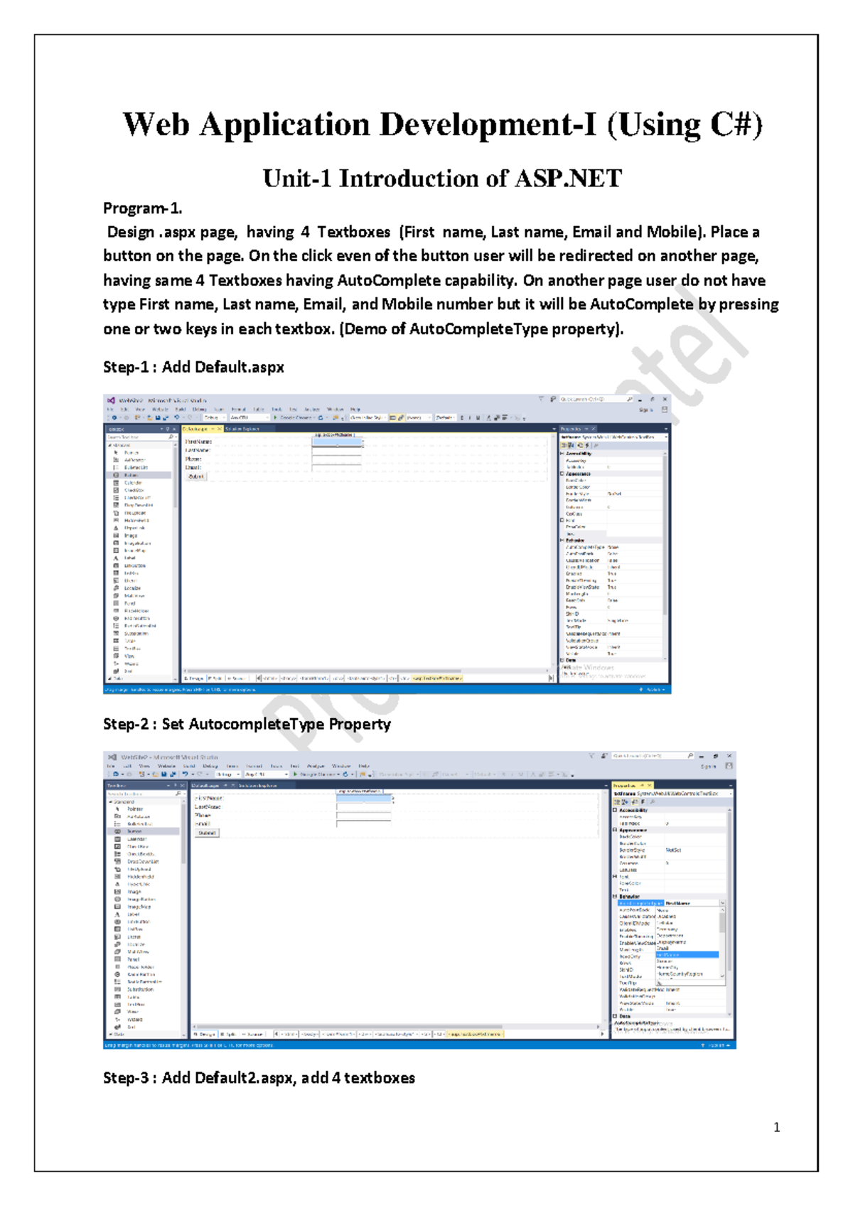 Web Application Development-I (C#): Practical Guide to ASP.NET - Studocu