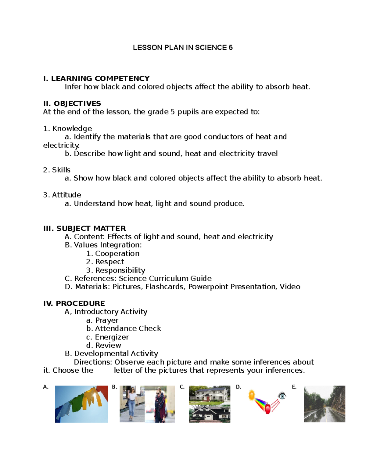Lesson PLAN IN Science 5 DEMO - Dangoy - LESSON PLAN IN SCIENCE 5 I ...