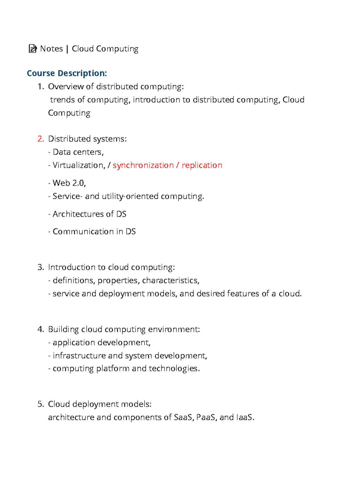 Cloud Computing Notes (Course Code: CC101) - Overview & Key Concepts ...