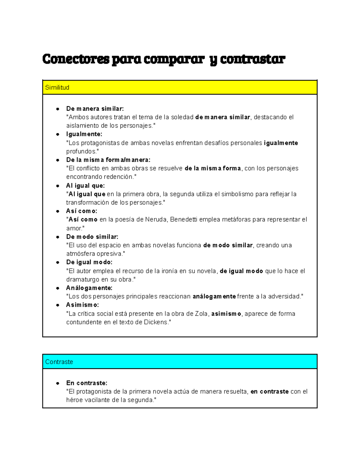 Paper 2: Conectores para Comparar y Contrastar en Análisis Literario ...