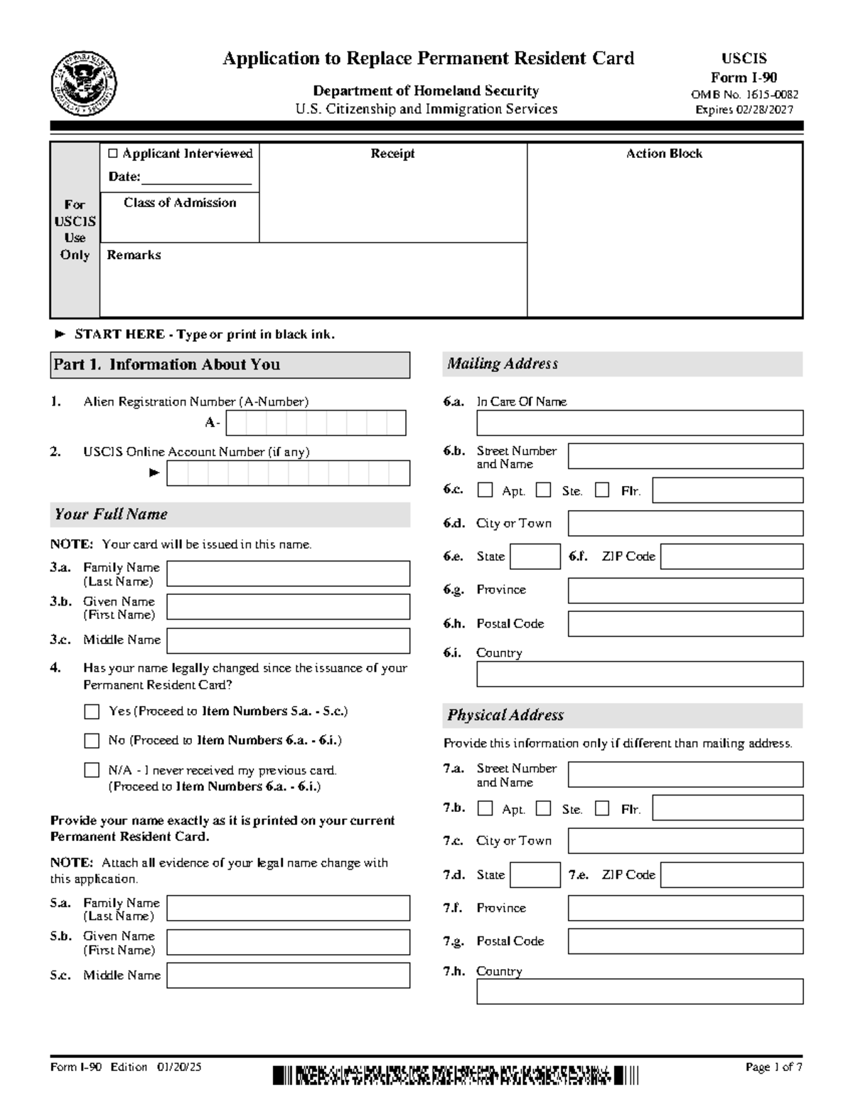 I-90 Application to Replace Permanent Resident Card - Studocu