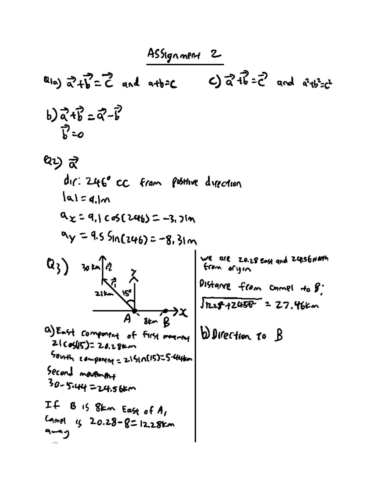 Assignment 2: Force Vector solutions with working - Assignment 2 Qia 8 ...