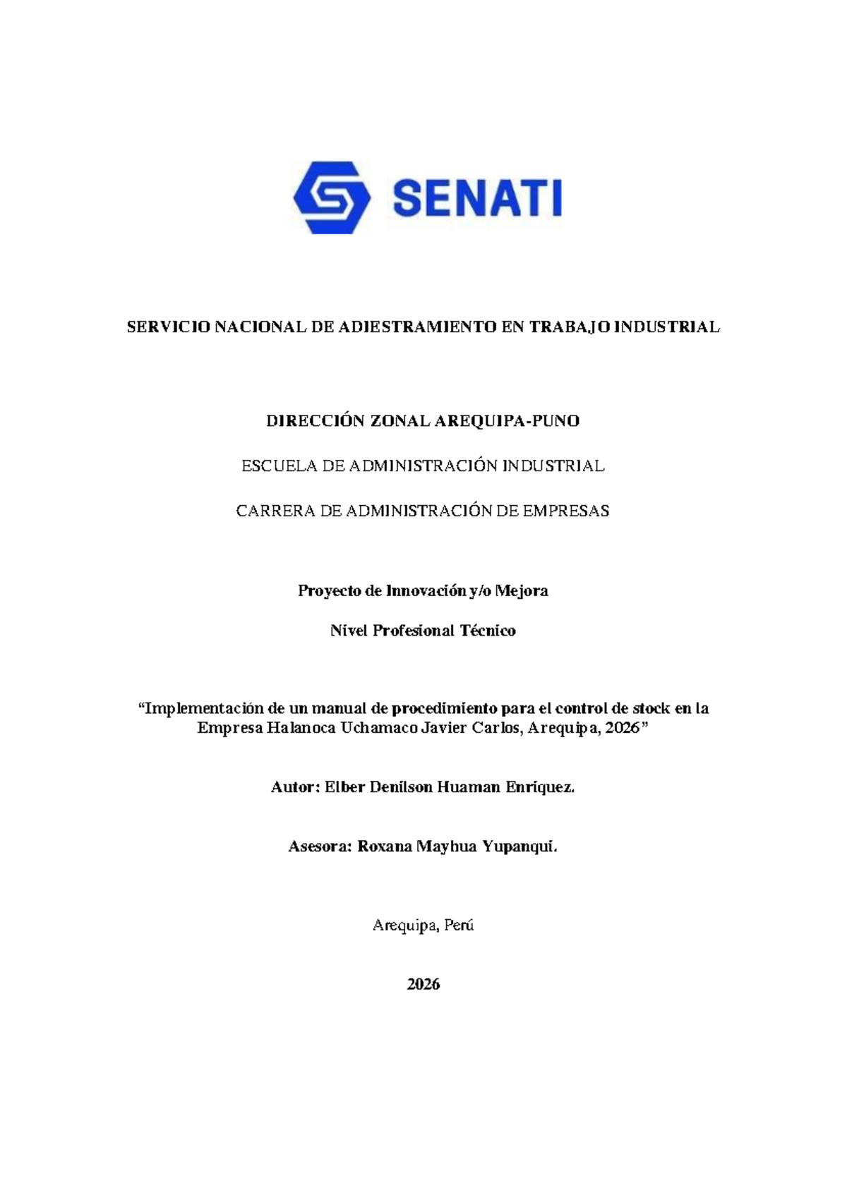 Implementación de un Manual de Procedimiento para Control de Stock ...