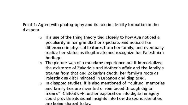 Exploring Identity Through Photography in Diaspora Studies (Assignment ...