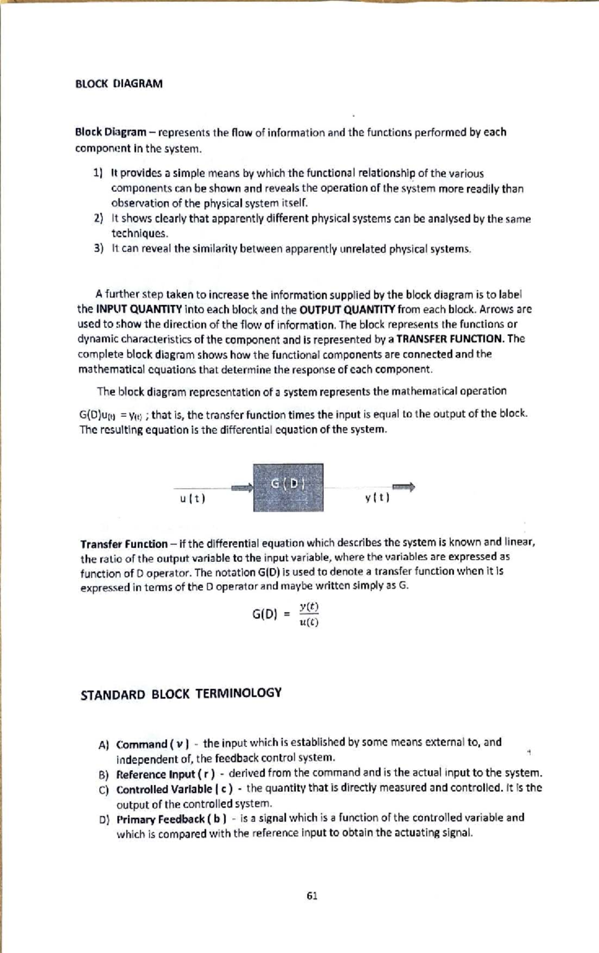 Feedback Lecture 3: Understanding Block Diagrams and Transfer Functions ...
