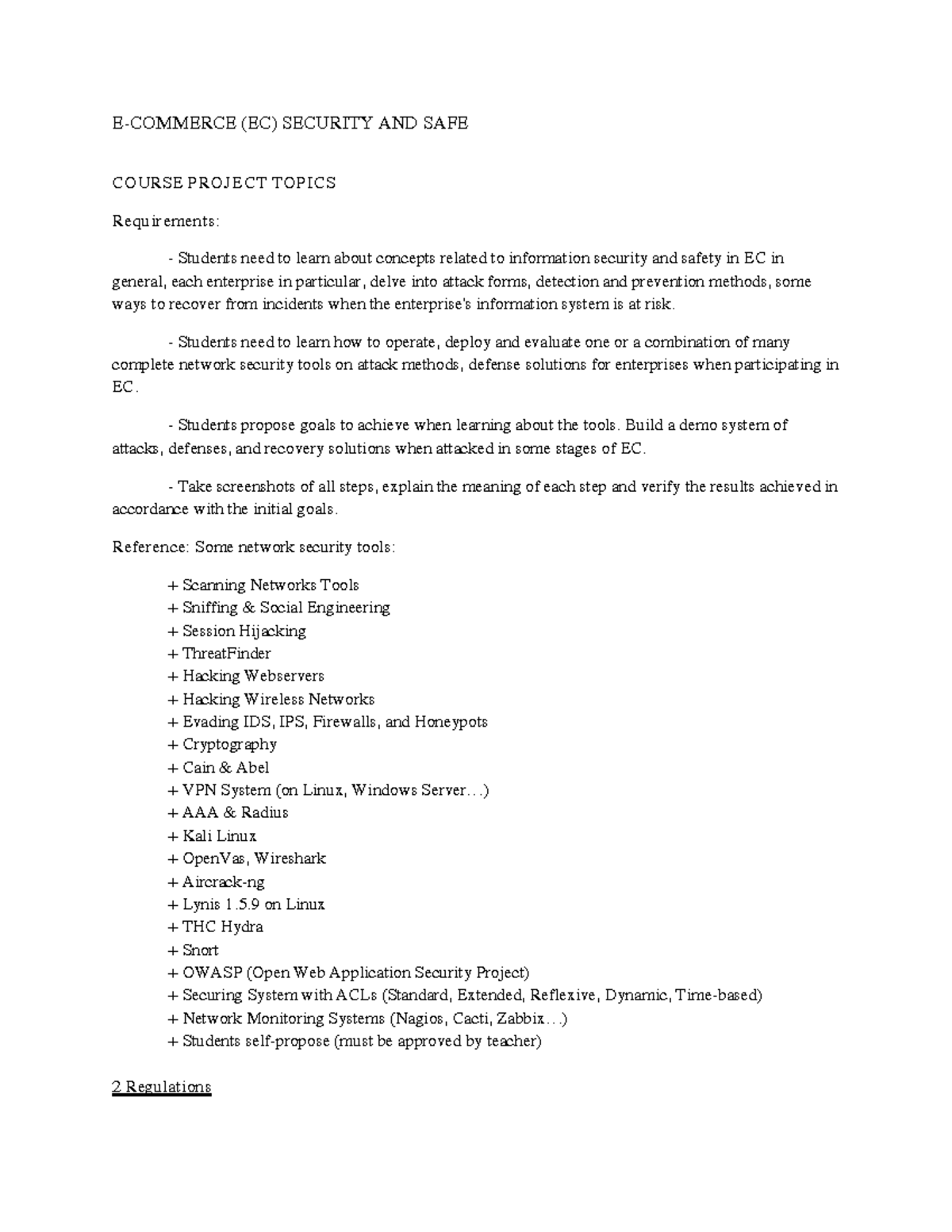 (EC) Security and Safety Project Topics for Information Security - Studocu