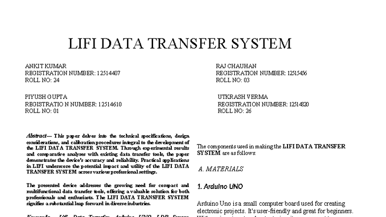 LIFI Data Transfer System: Technical Overview and Methodology - Studocu