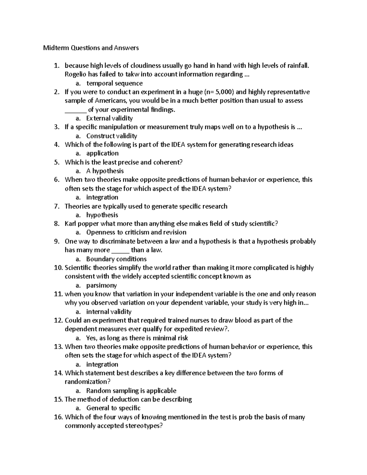 PSY-452-Midterm Study Guide: Week 4 Questions & Answers - Studocu