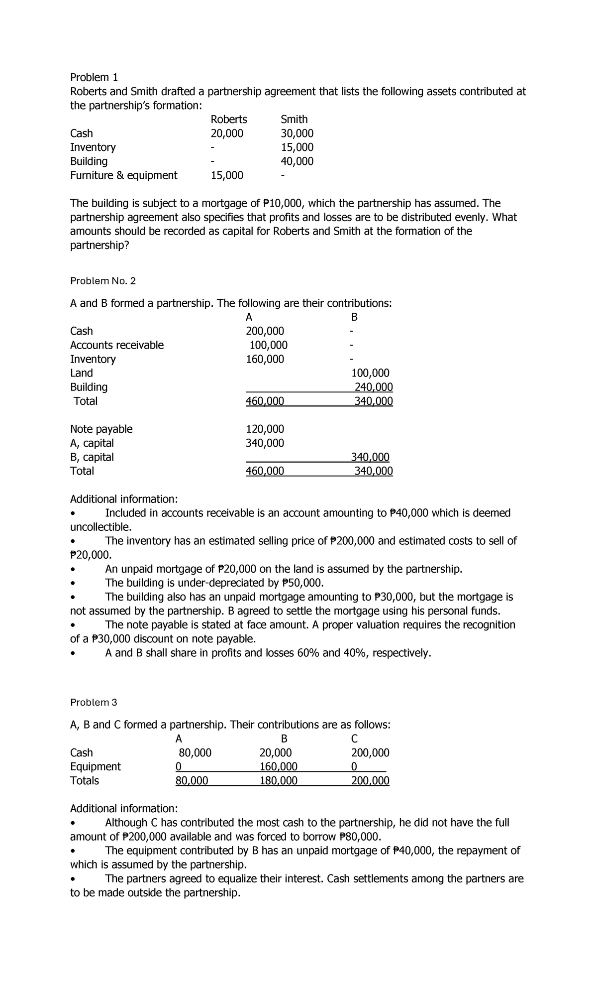 Partnership Formation and Profit Allocation Problems - First Exam - Studocu