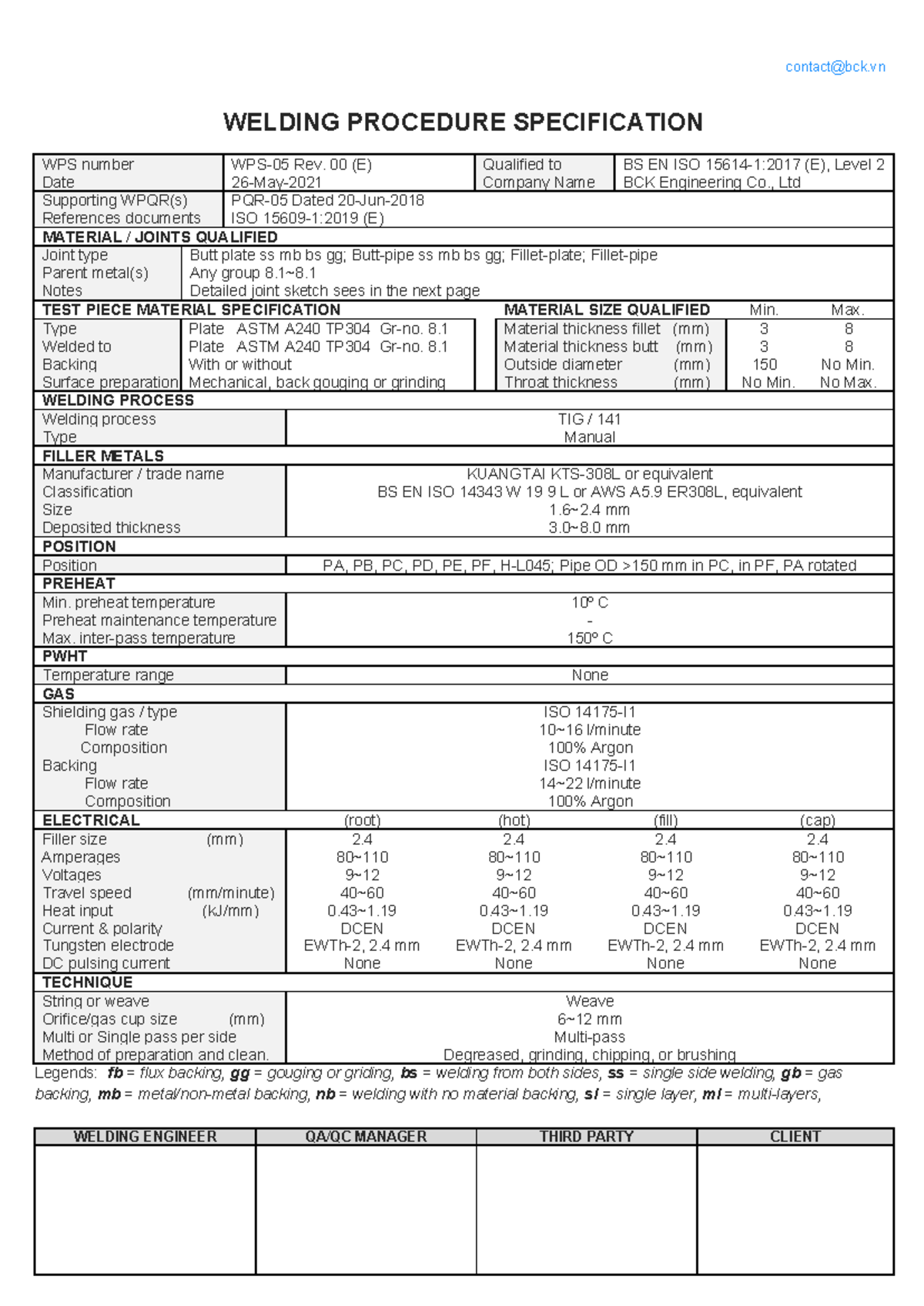 557127510 WIC WPS 05 Rev 00 TIG 8 1 - contact@bck WELDING ENGINEER QA ...