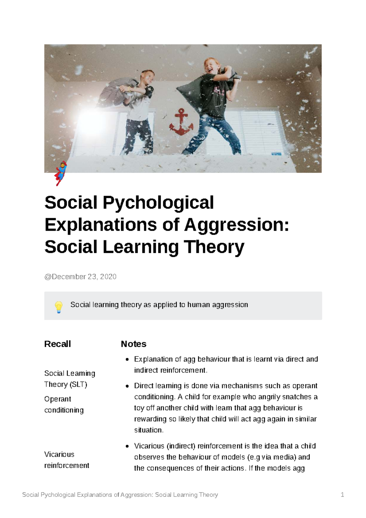 Social Psychological Explanations of Aggression: SLT Overview - Studocu