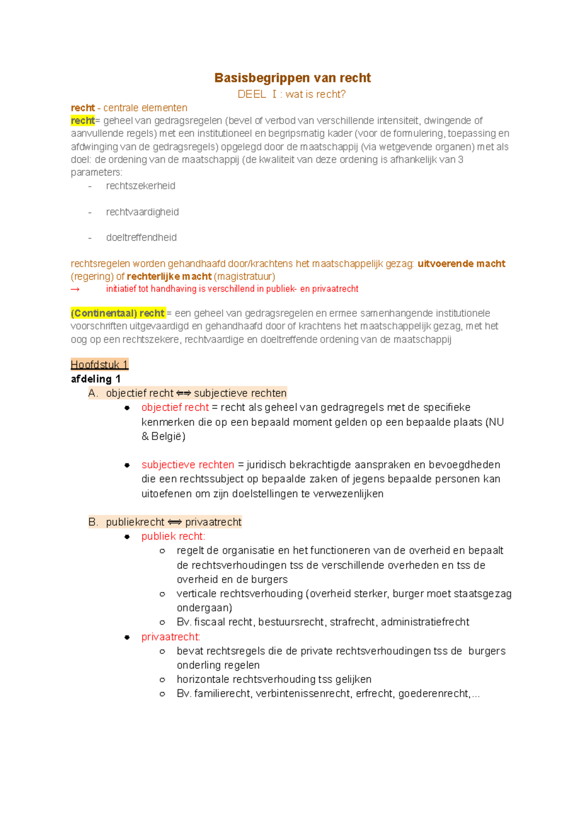 Basisbegrippen van recht - objectief recht ⇚⇛ subjectieve rechten ...