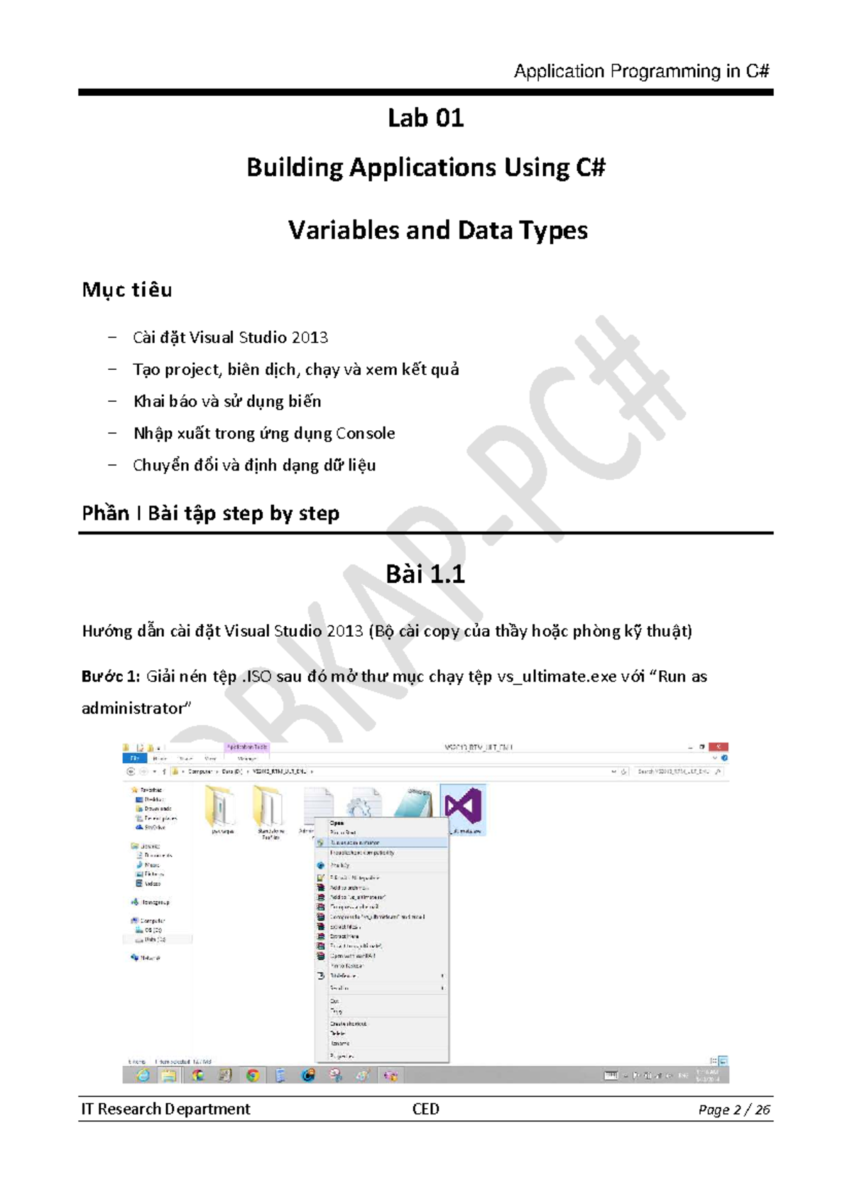 Lab 01: Building Applications Using C# - Variables & Data Types - Studocu
