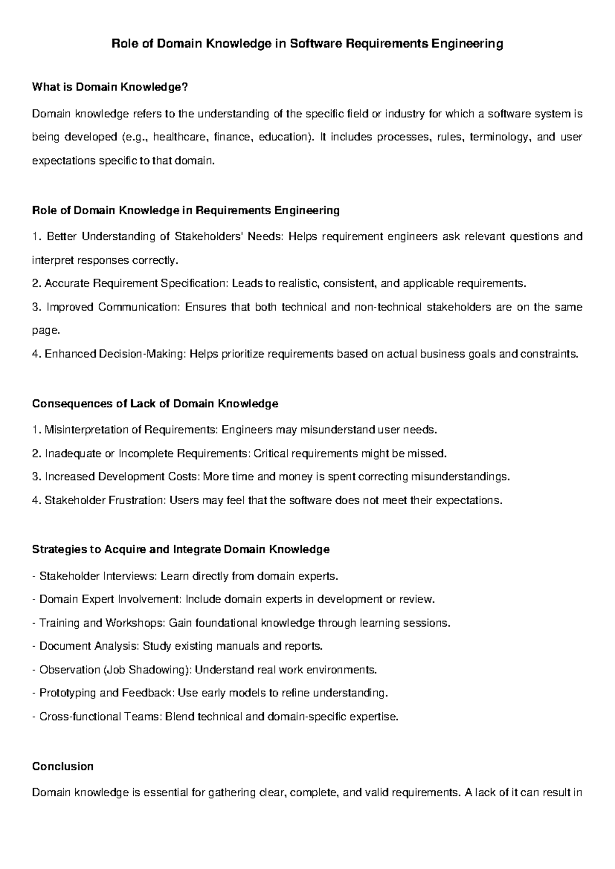 Domain Knowledge in Software Requirements Engineering: Importance ...