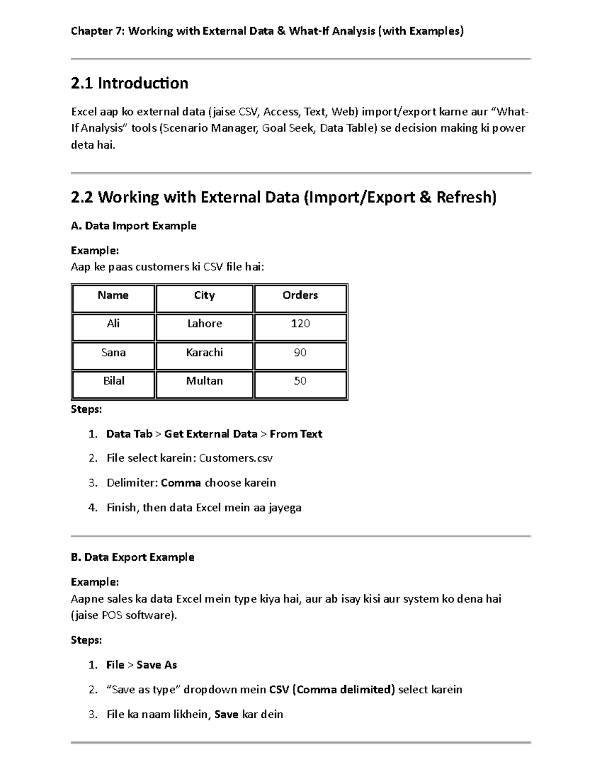 Chapter 7: External Data & What-If Analysis in Excel (Examples) - Studocu