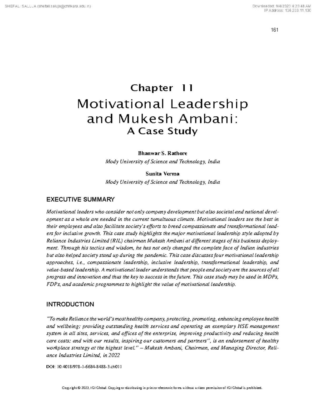 161 Motivational Leadership and Mukesh Ambani: A Case Study Analysis ...