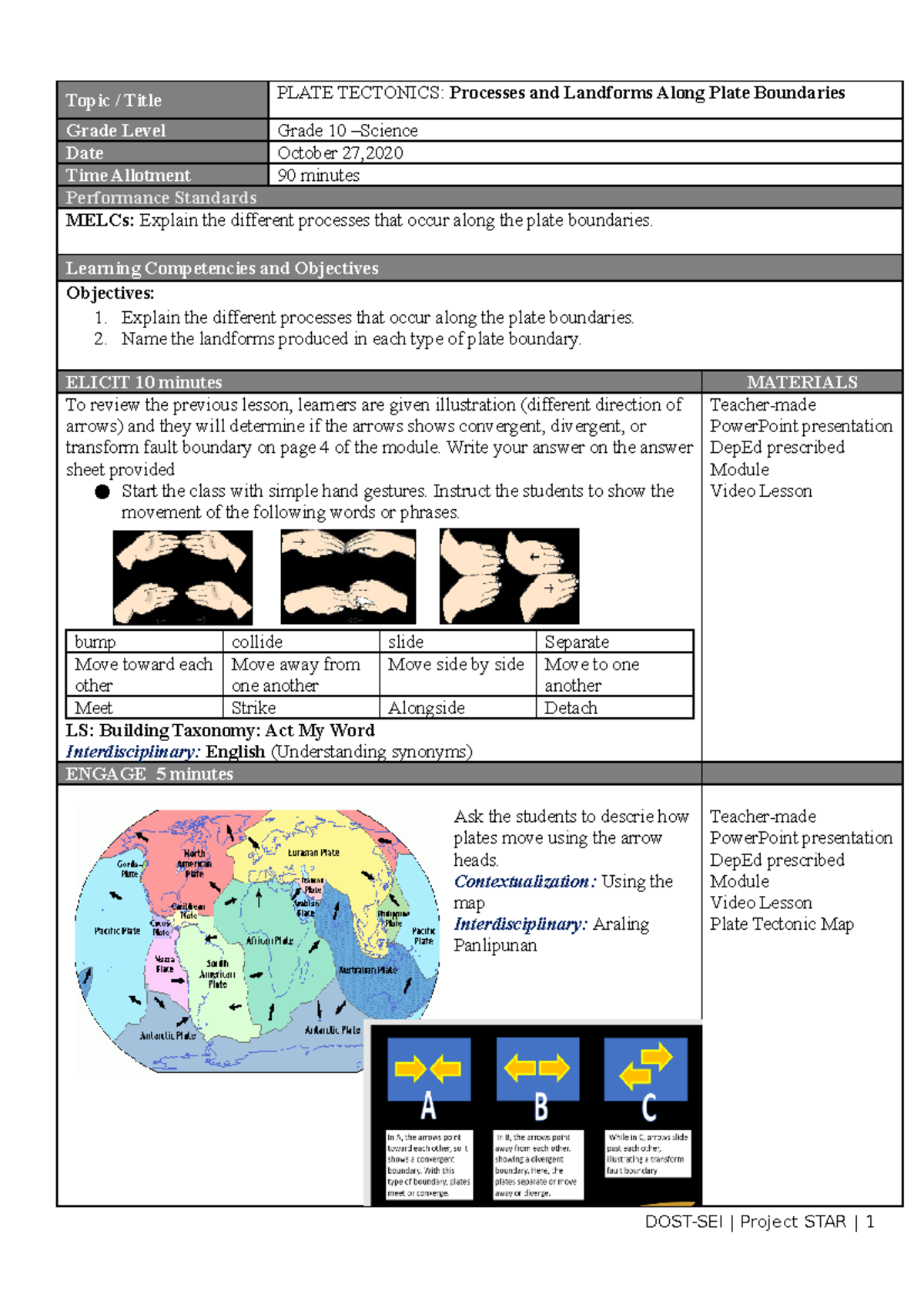 Processes & Landforms of Plate Tectonics - Grade 10 Science - Studocu