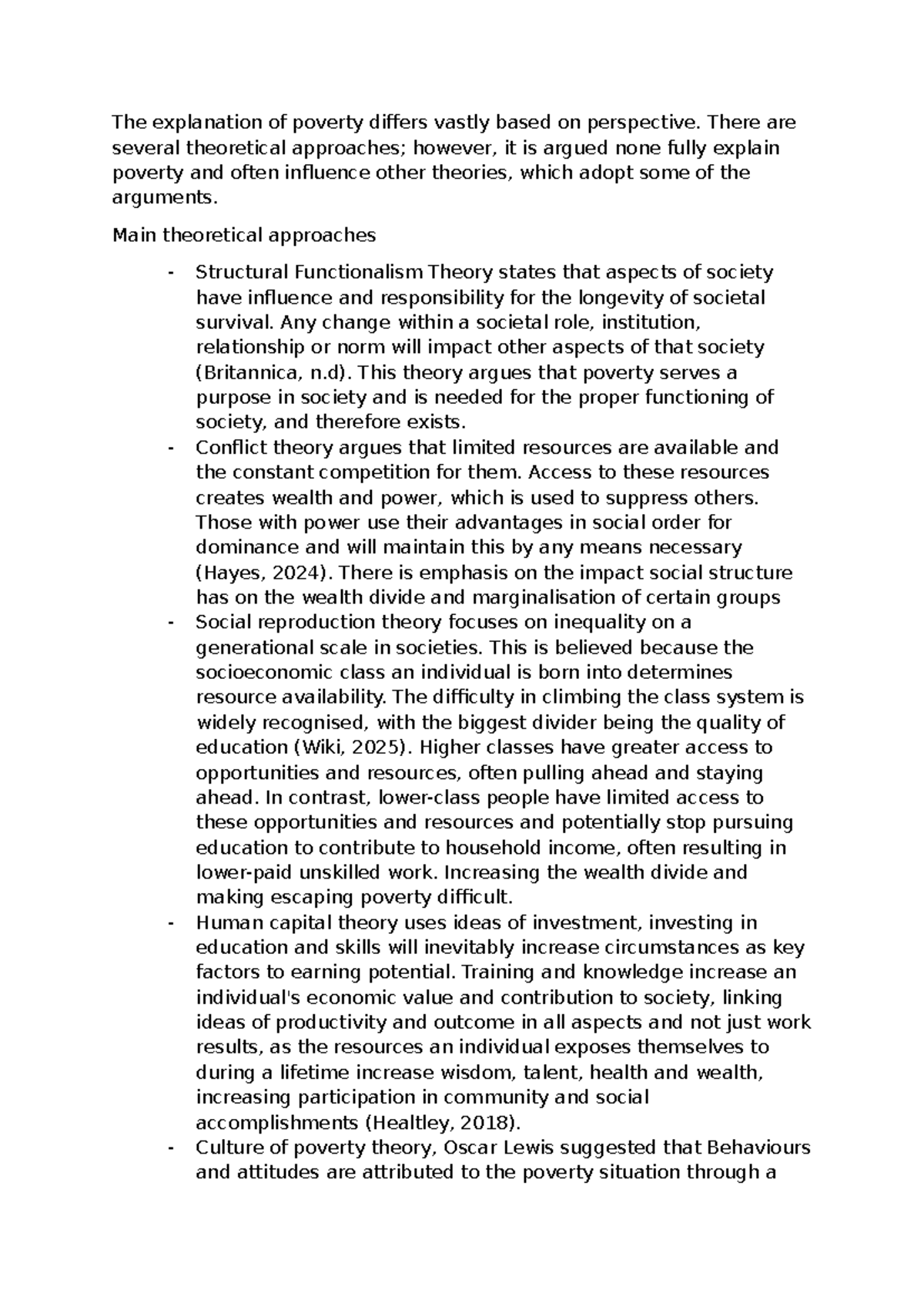 Poverty Theories: A Comprehensive Analysis (Course Code: POV101) - Studocu