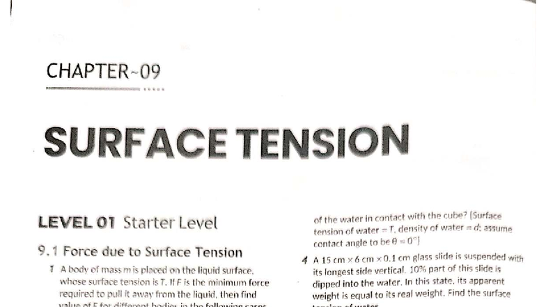 Surface Tension Concepts and Problems - PHYS 101 Lecture Notes - Studocu