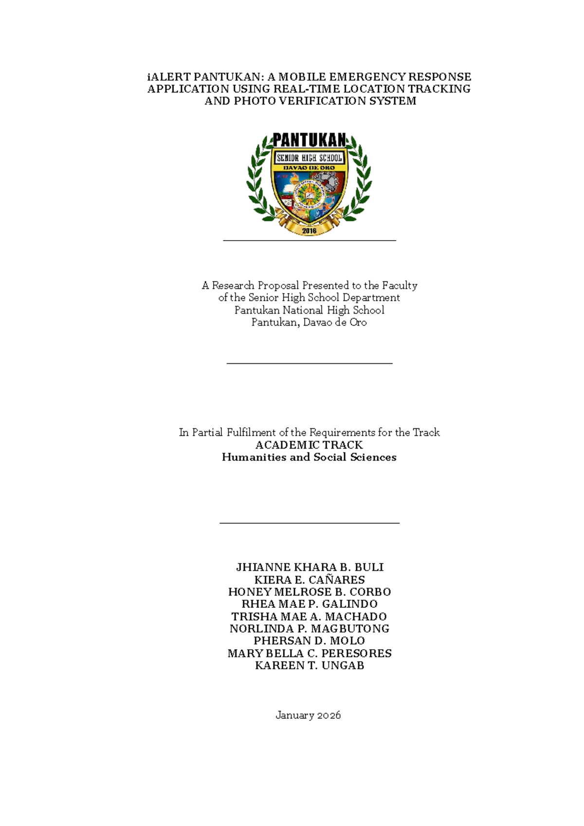 iALERT Pantukan: Mobile Emergency Response App Proposal - Studocu