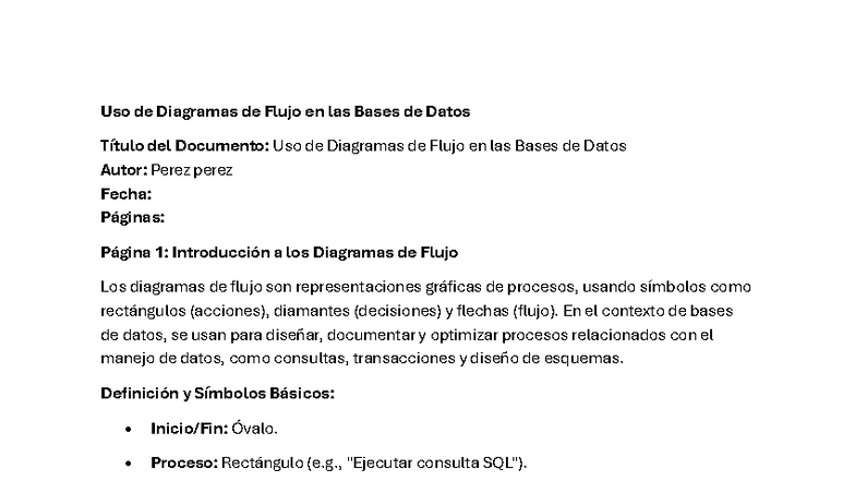 Uso de Diagramas de Flujo en Bases de Datos: Guía Completa - Studocu