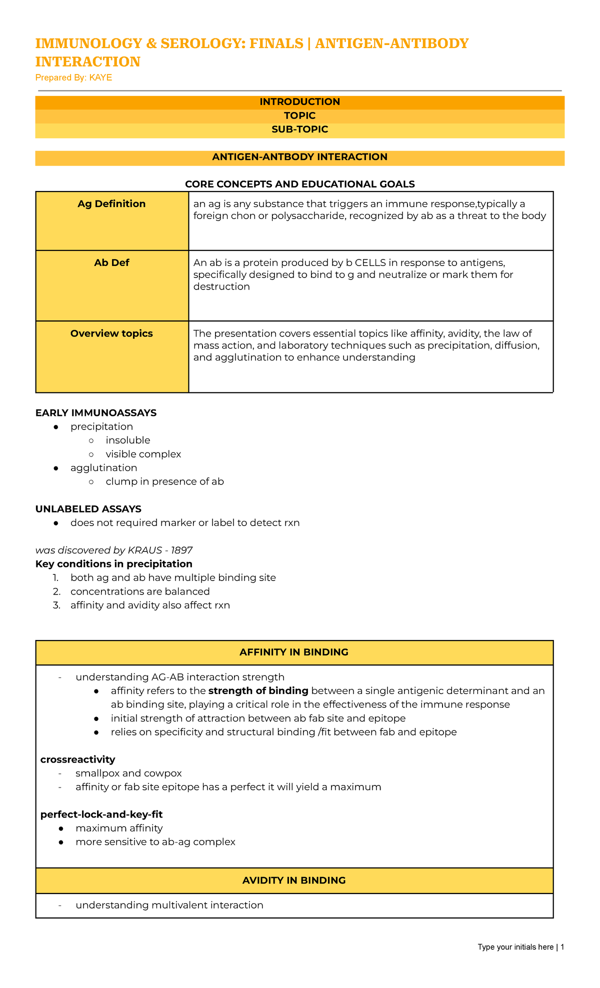 IMMUNOLOGY SEROLOGY: FINALS INTERACTION NOTES - KAYE - Studocu