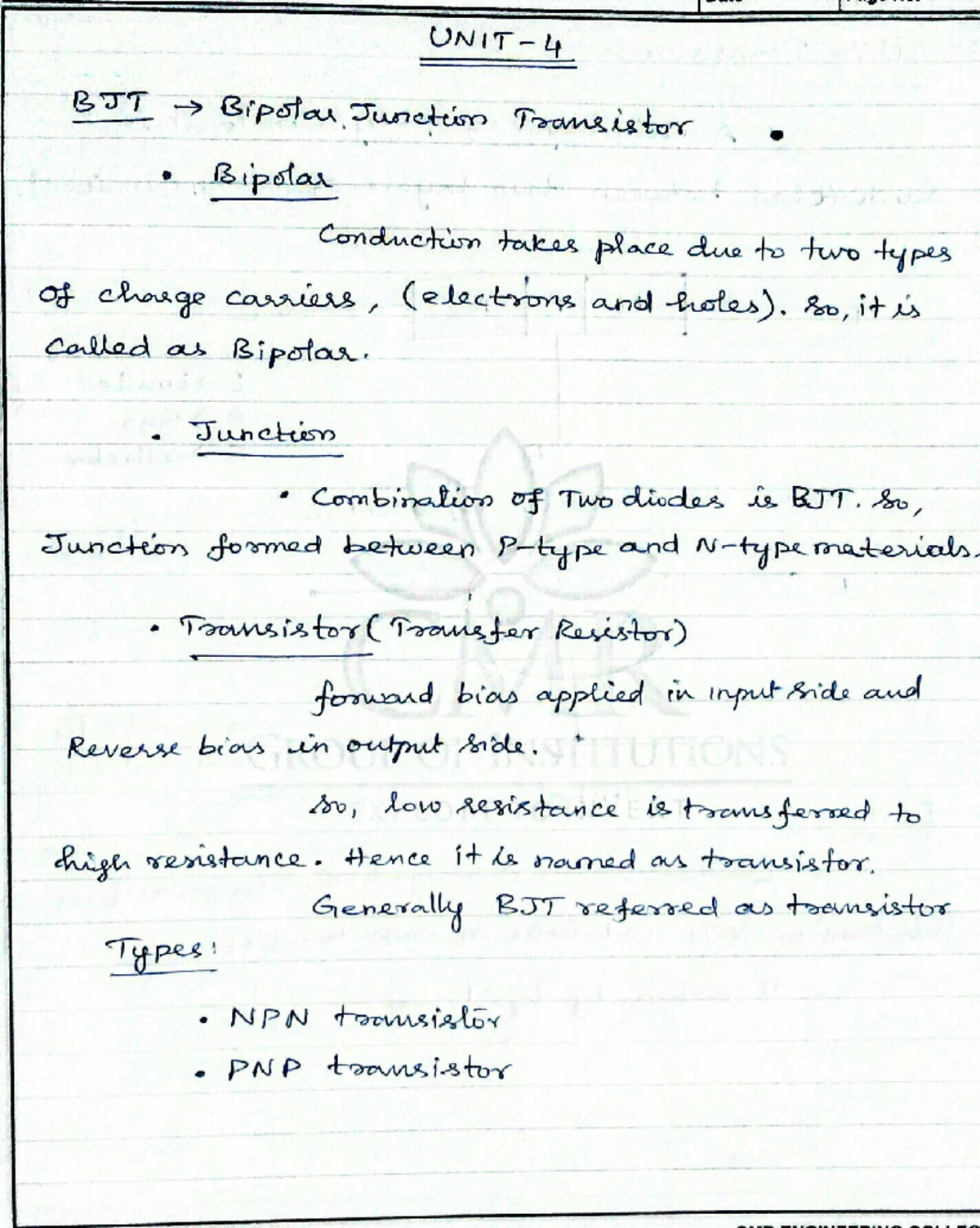 Unit-4 LAQ - JNTU BJT notes - UNIT 4 BJT Bipolar Junction Transistor ...