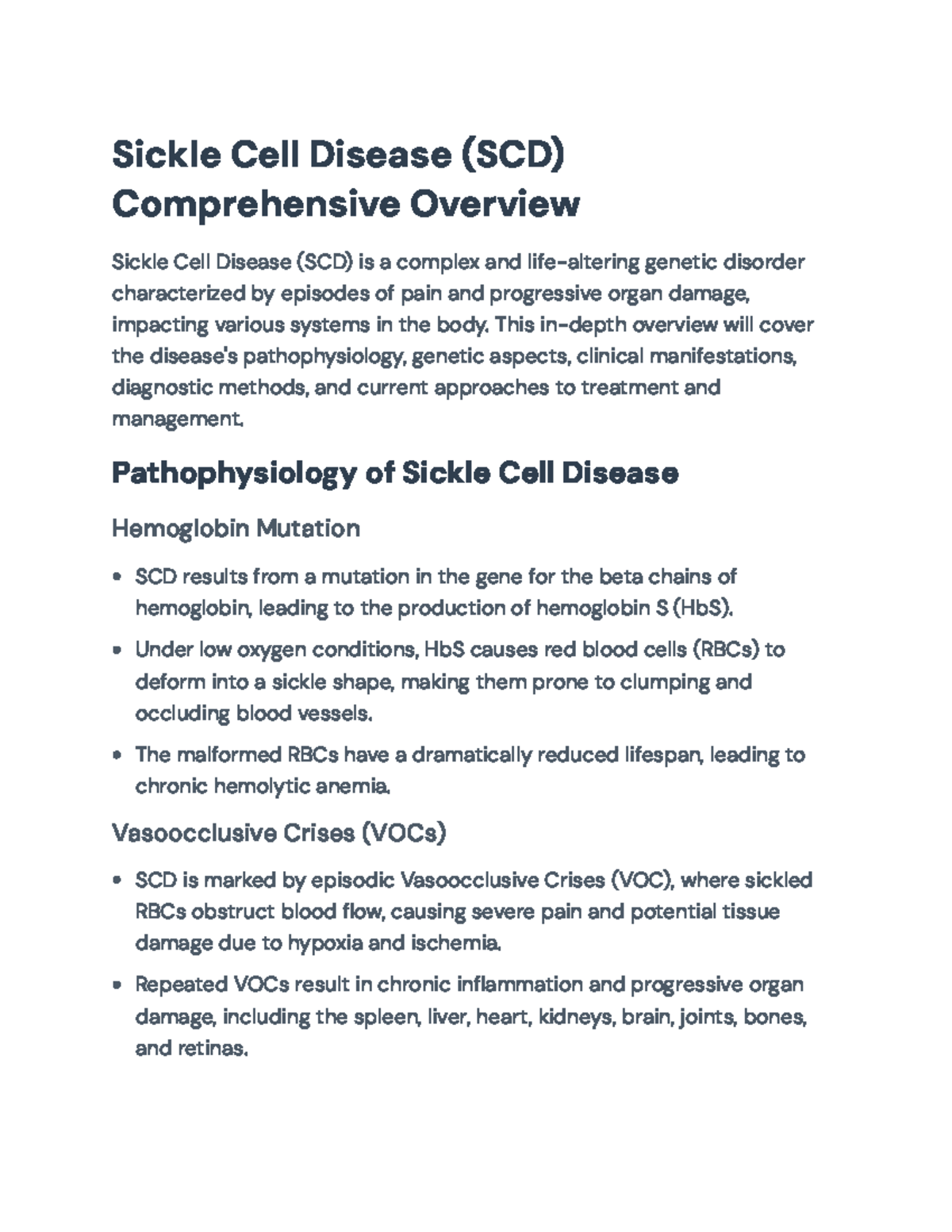 Sickle Cell Disease (SCD): Comprehensive Overview & Management ...