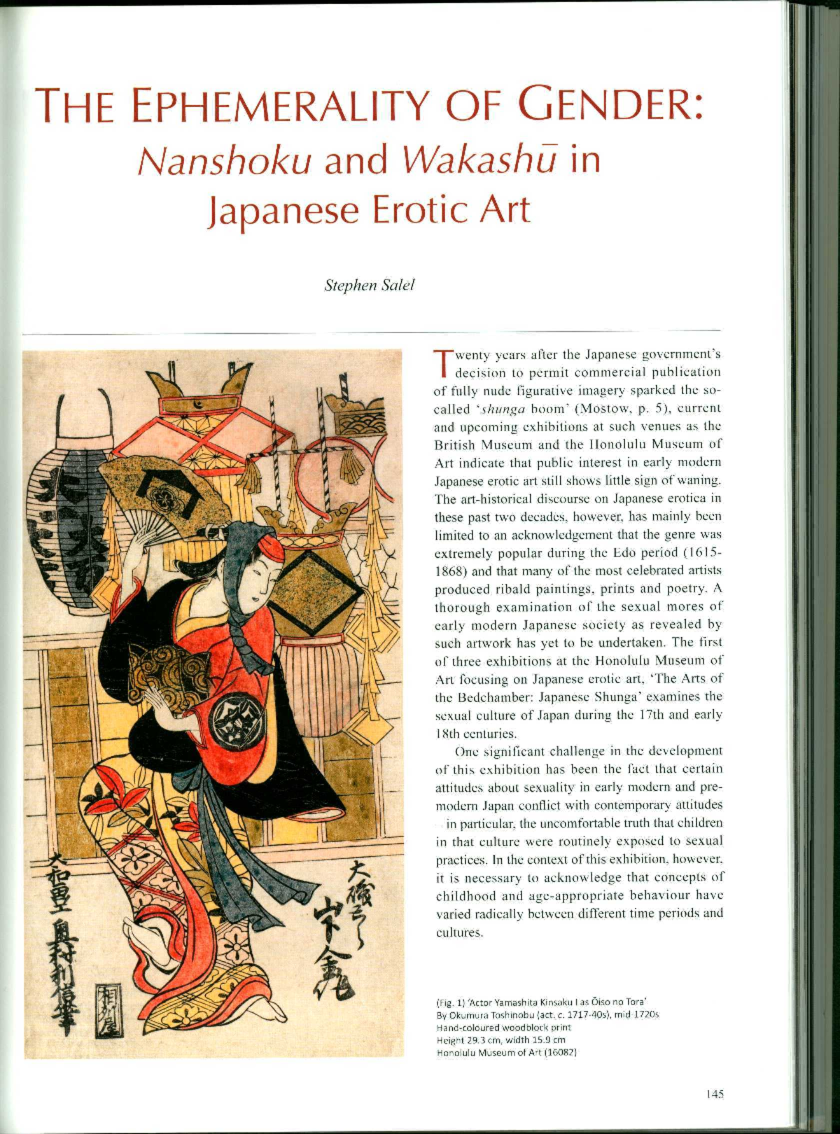 The Ephemerality of Gender: Exploring Nanshoku & Wakashu in Art - Studocu