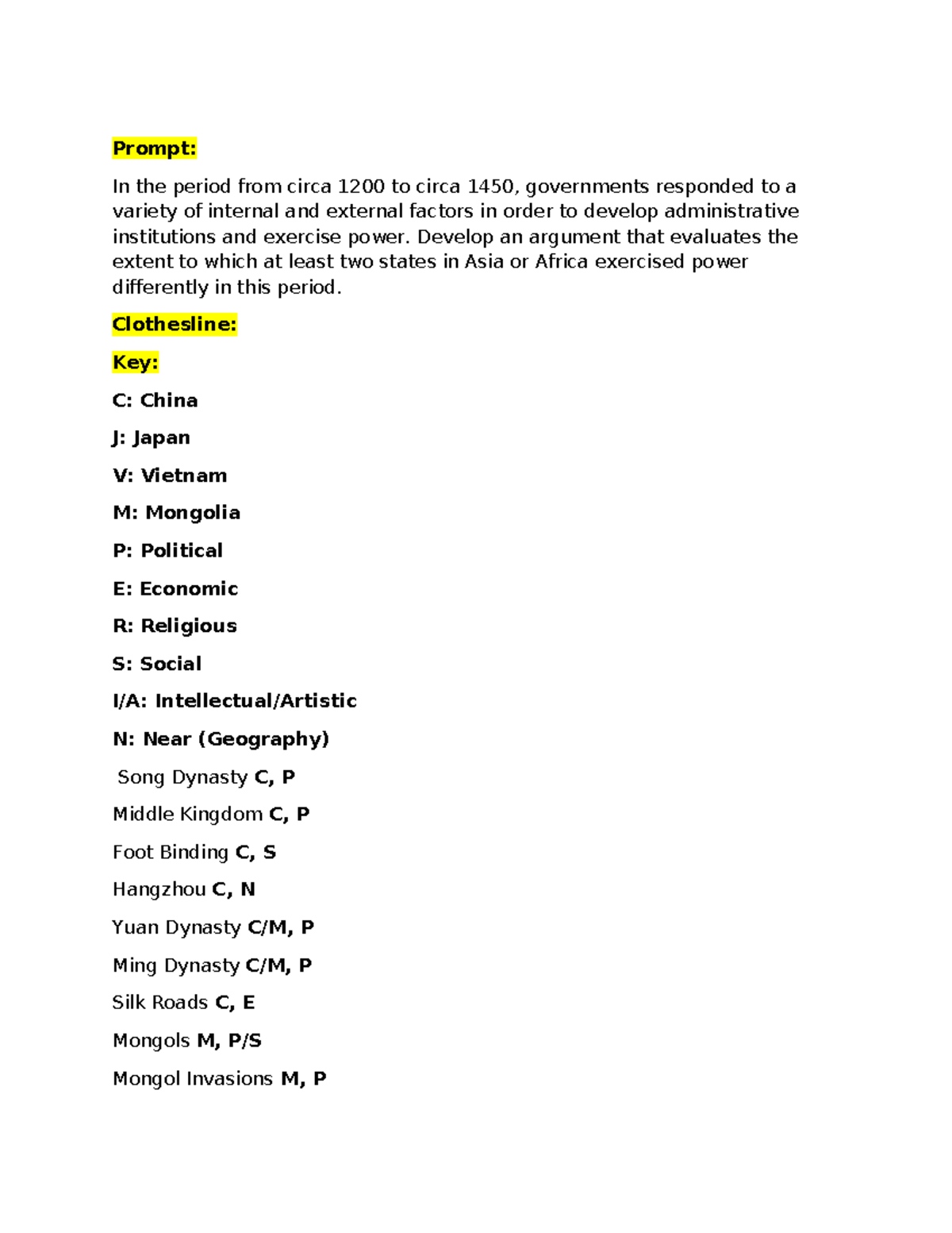 LEQ Essay: Evaluating Power Dynamics in Asia & Africa (1200-1450) - Studocu