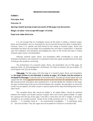 Research-Paper-Guide - RESEARCH DISCUSSION/GUIDE FORMAT: Font style ...