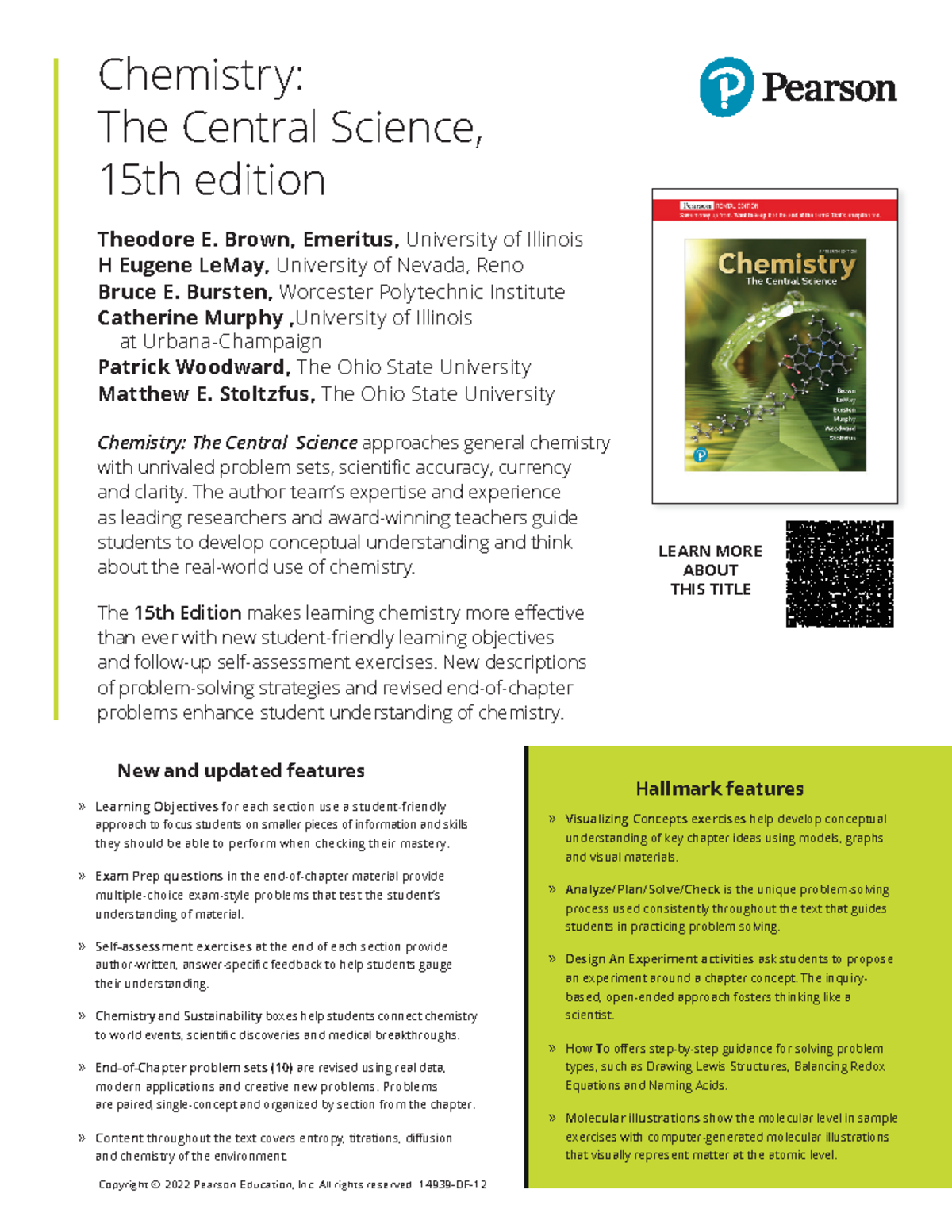 14939 Brown Chemistry Central Science 15E - Copyright © 2022 Pearson ...