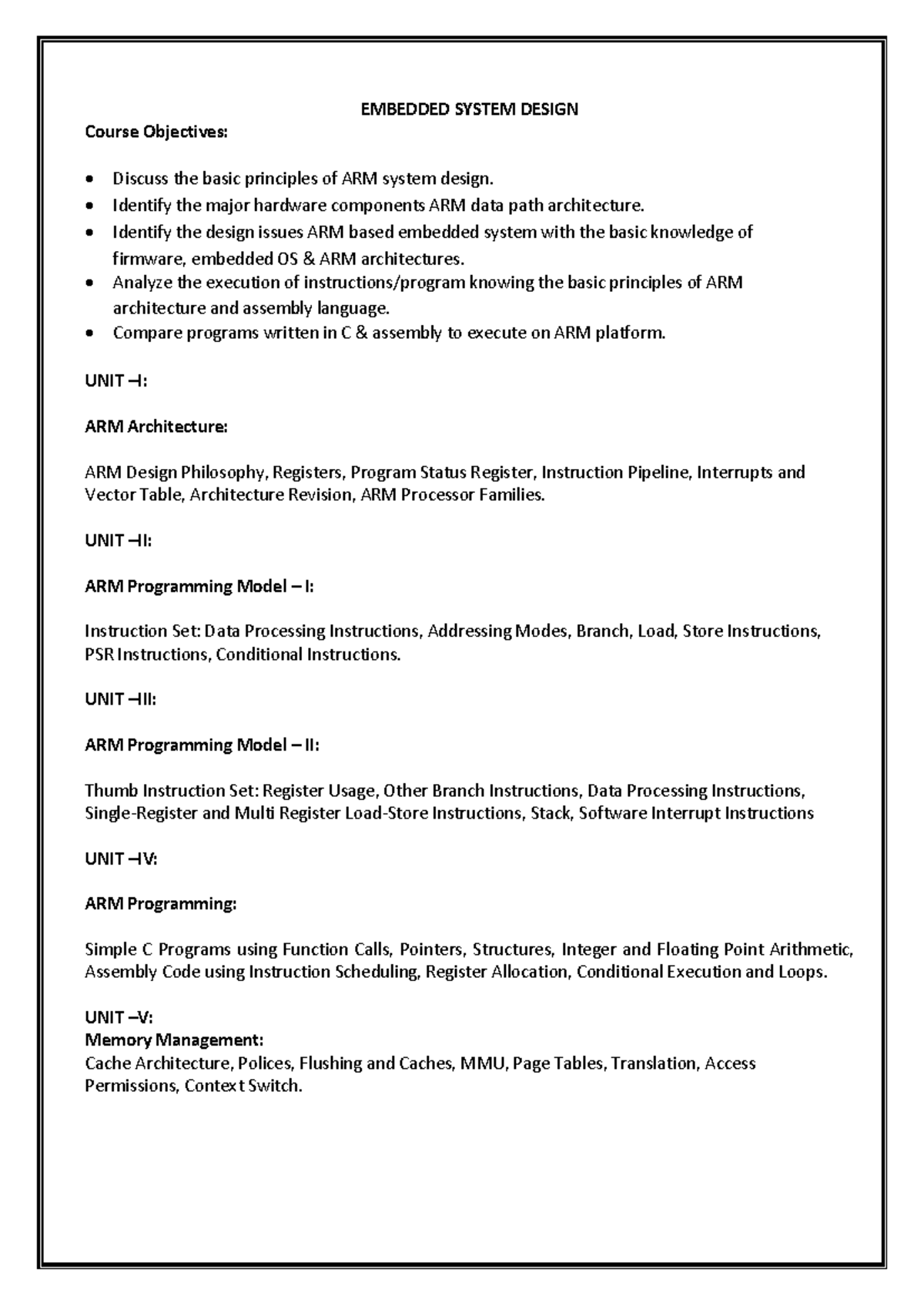 ARM Embedded System Design Notes - ESD 2-81 - Studocu