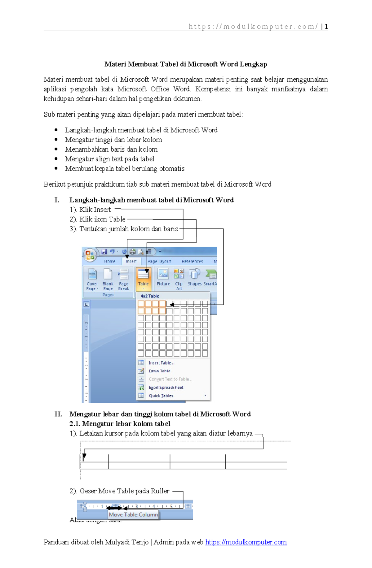 Materi Lengkap Membuat Tabel di Microsoft Word - Studocu