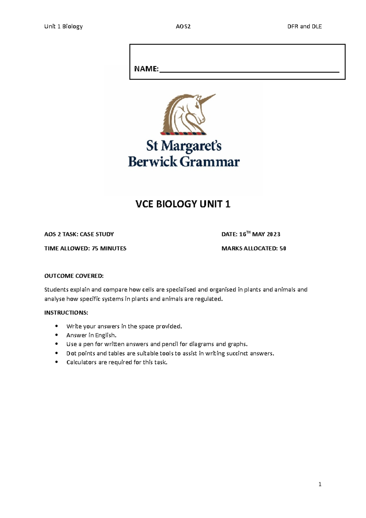 VCE Biology Unit 1 AOS 2 Case Study: Type 2 Diabetes Analysis - Studocu